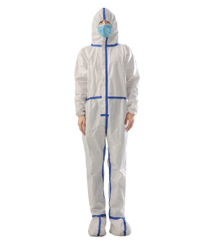 Hospital / Working White Disposable Overalls , Safe Disposable Full ...