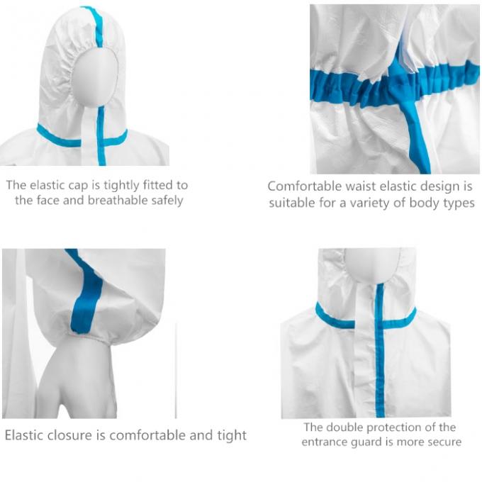 Hospital / Working White Disposable Overalls , Safe Disposable Full ...
