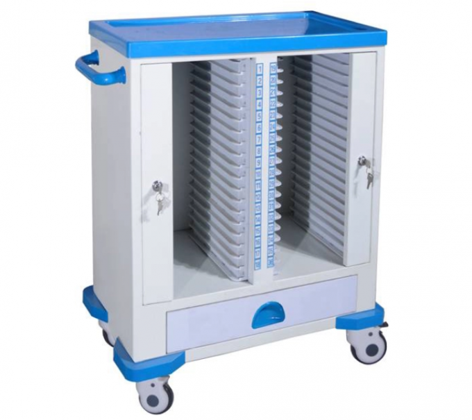 Metal On Wheels Hospital Chart Holder , Noisiless Storage Exam Room ...